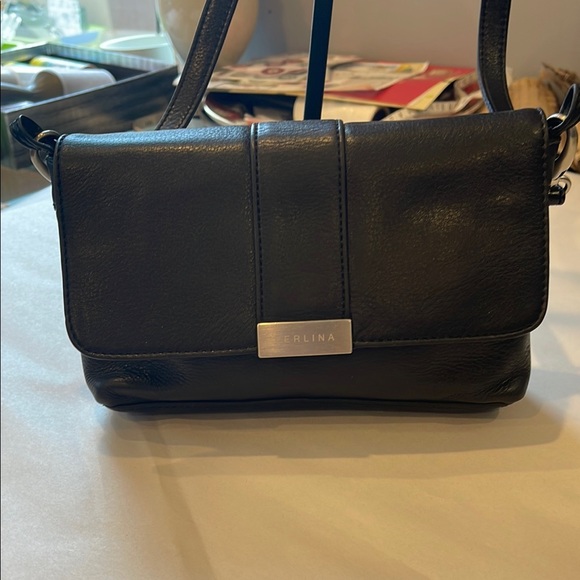 Perlina | Bags | Vintage Perlina Soft Black Leather Crossbody Organizer ...